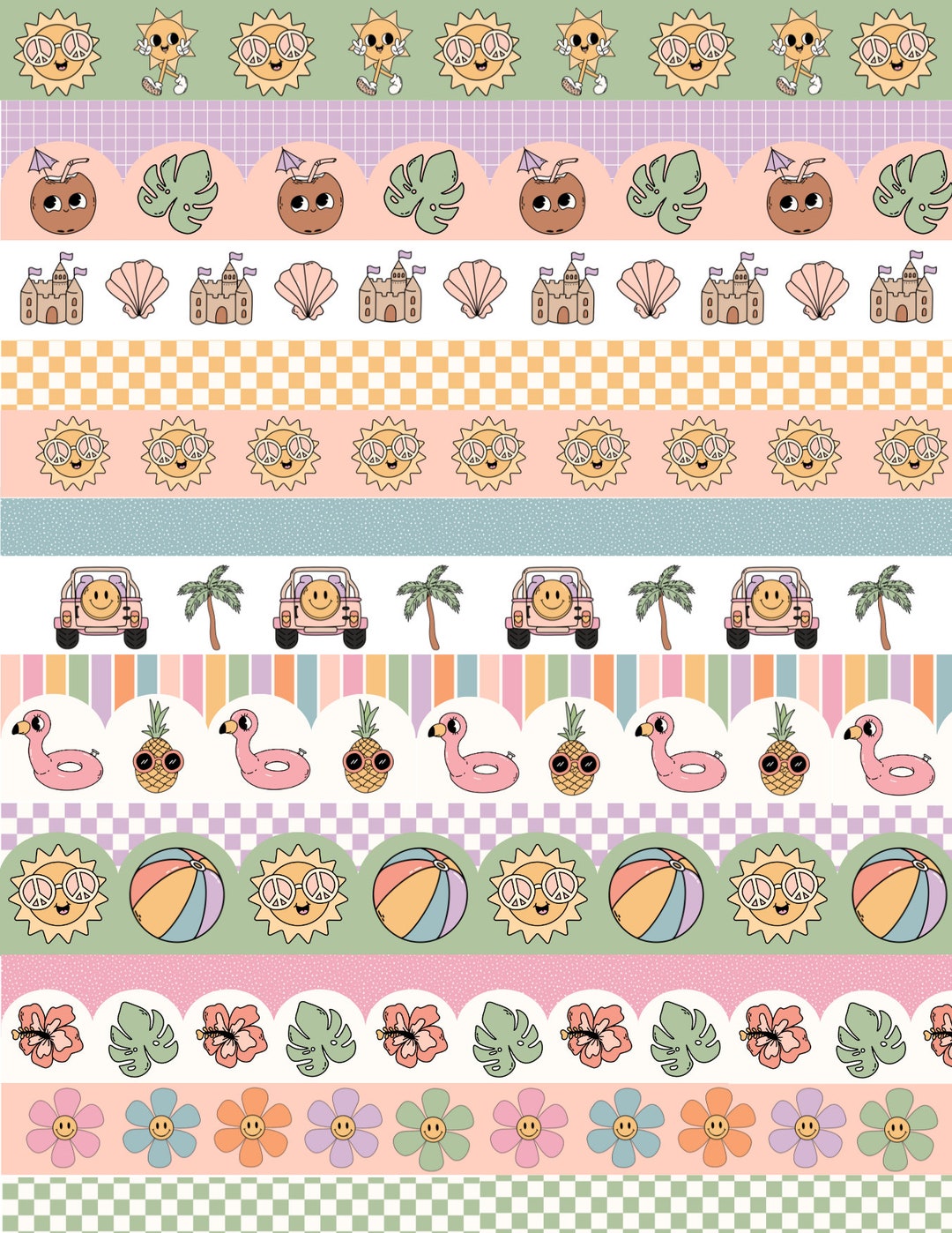 Groovy Summer Bulletin Board Borders - Etsy