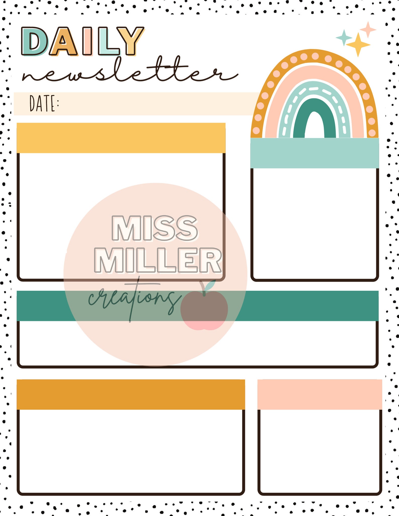 Modern Boho Rainbow Newsletter editable - Etsy