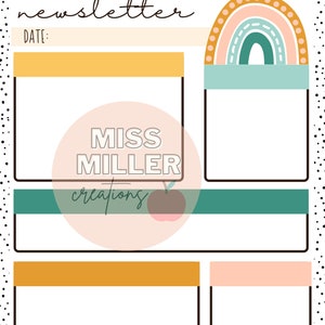 Modern Boho Rainbow Newsletter [editable] - Etsy