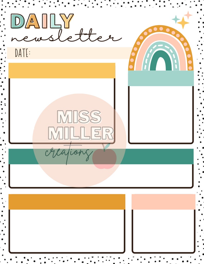 Modern Boho Rainbow Newsletter editable - Etsy