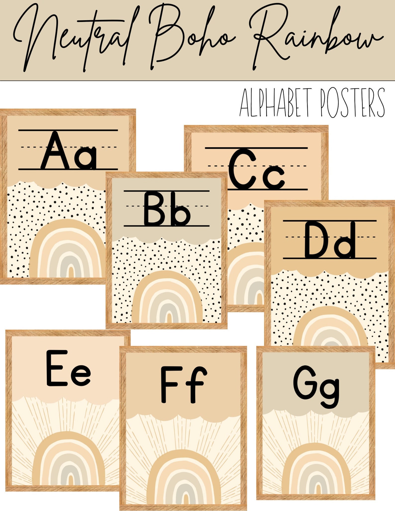 Neutral Boho Rainbow Classroom Alphabet - Etsy UK