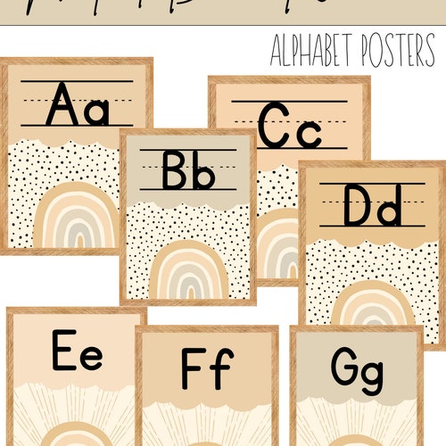 Neutral Boho Rainbow Classroom Math Displays - Etsy