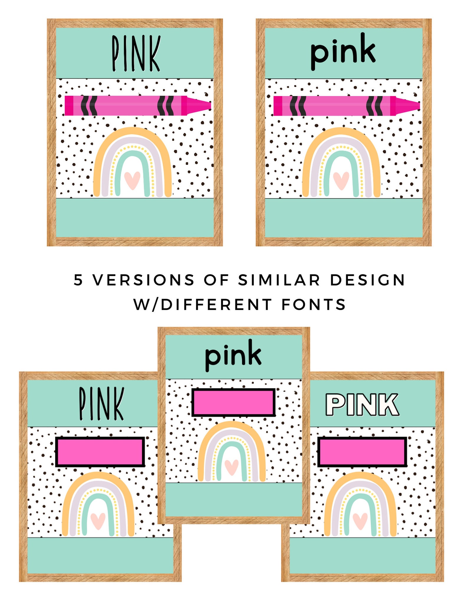 Pastel Boho Rainbow Color Word Posters - Etsy