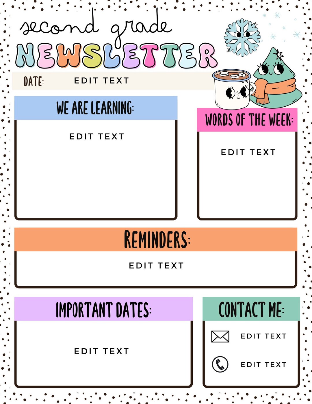 Groovy Winter Newsletter [editable] - Etsy