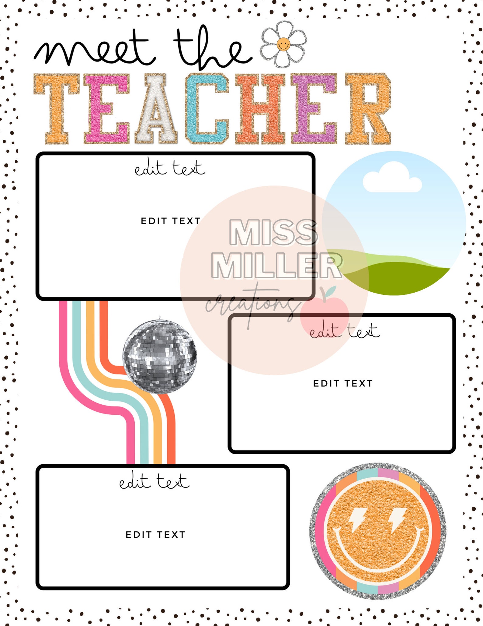 Groovy Glitter Meet the Teacher Template - Etsy