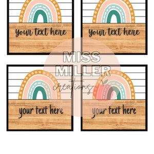 Modern Boho Rainbow Classroom Labels editable | Etsy