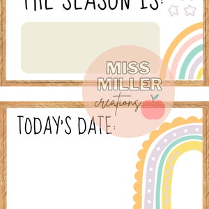 Pastel Boho Rainbow Classroom Calendar - Etsy