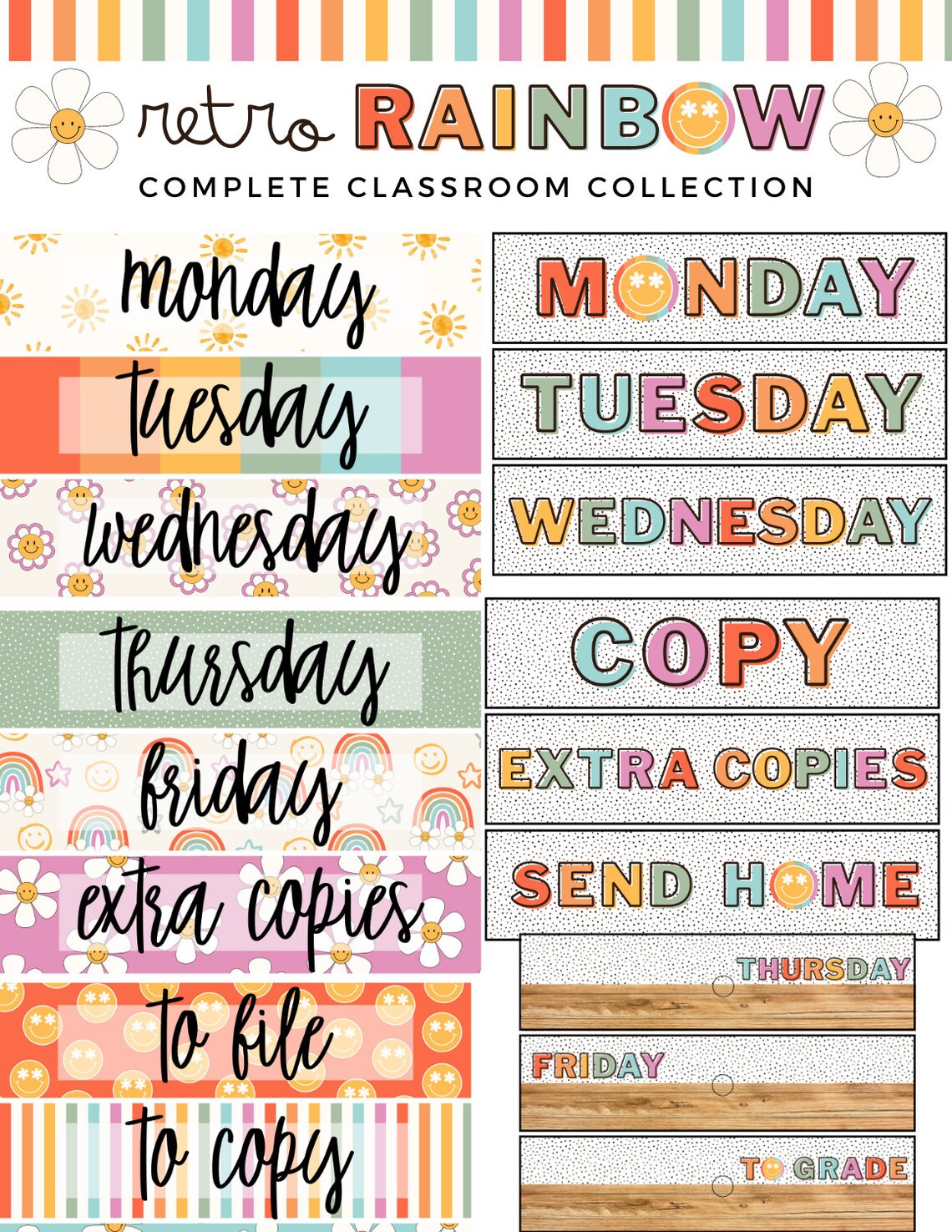 Retro Rainbow 10-drawer Cart Labels [editable] - Etsy