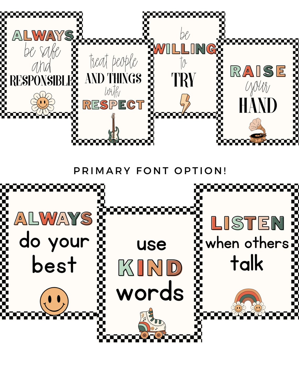 Groovy Vintage Class Rules Posters - Etsy