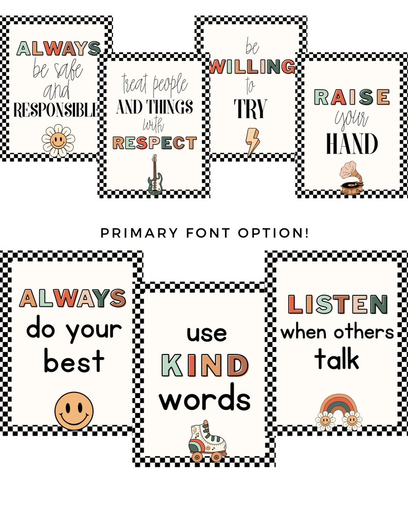 Groovy Vintage Class Rules Posters - Etsy