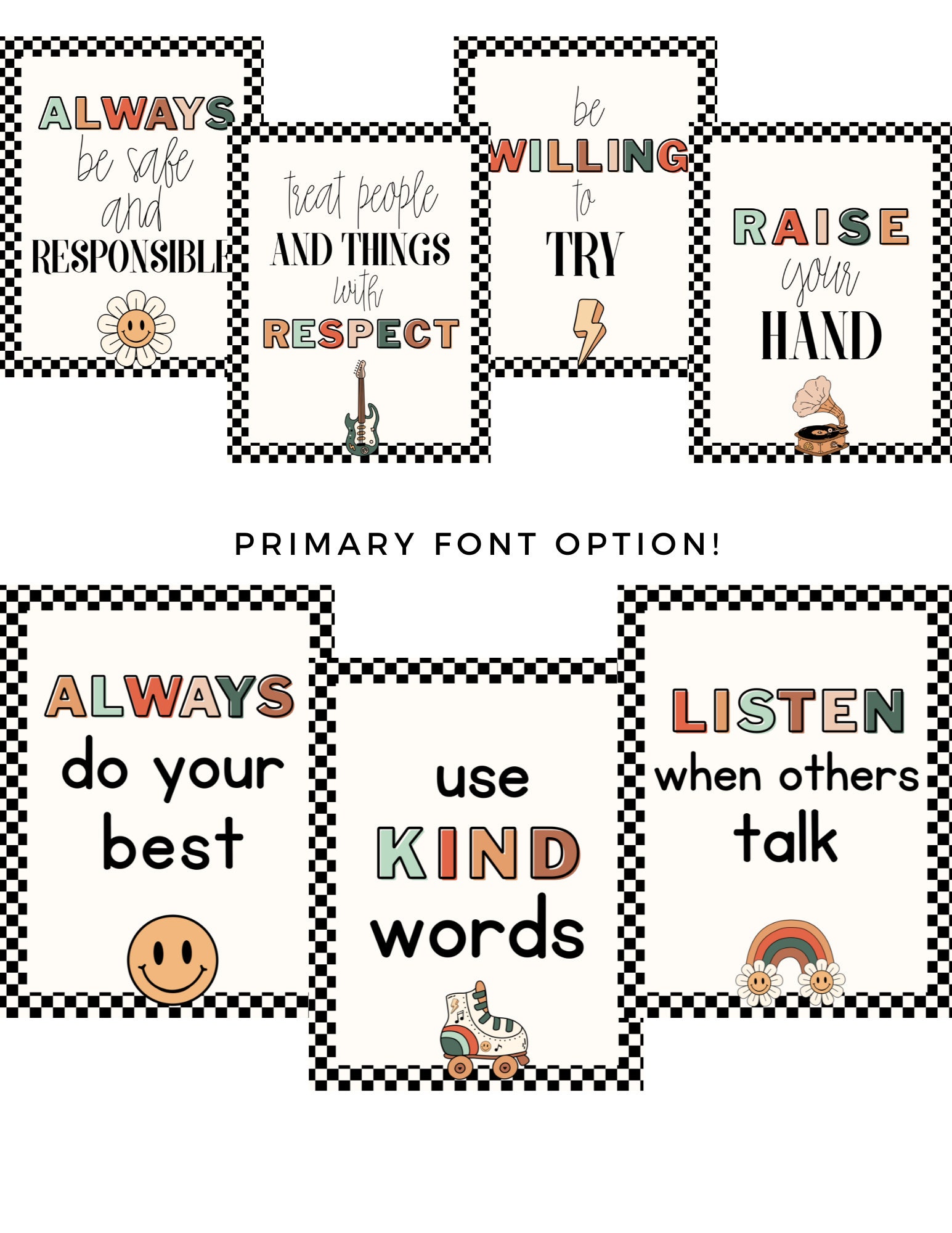 Groovy Vintage Class Rules Posters - Etsy