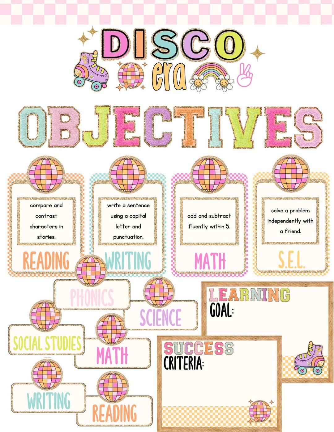 Disco Era Learning Goal Posters/i Can Statements/focus Wall - Etsy
