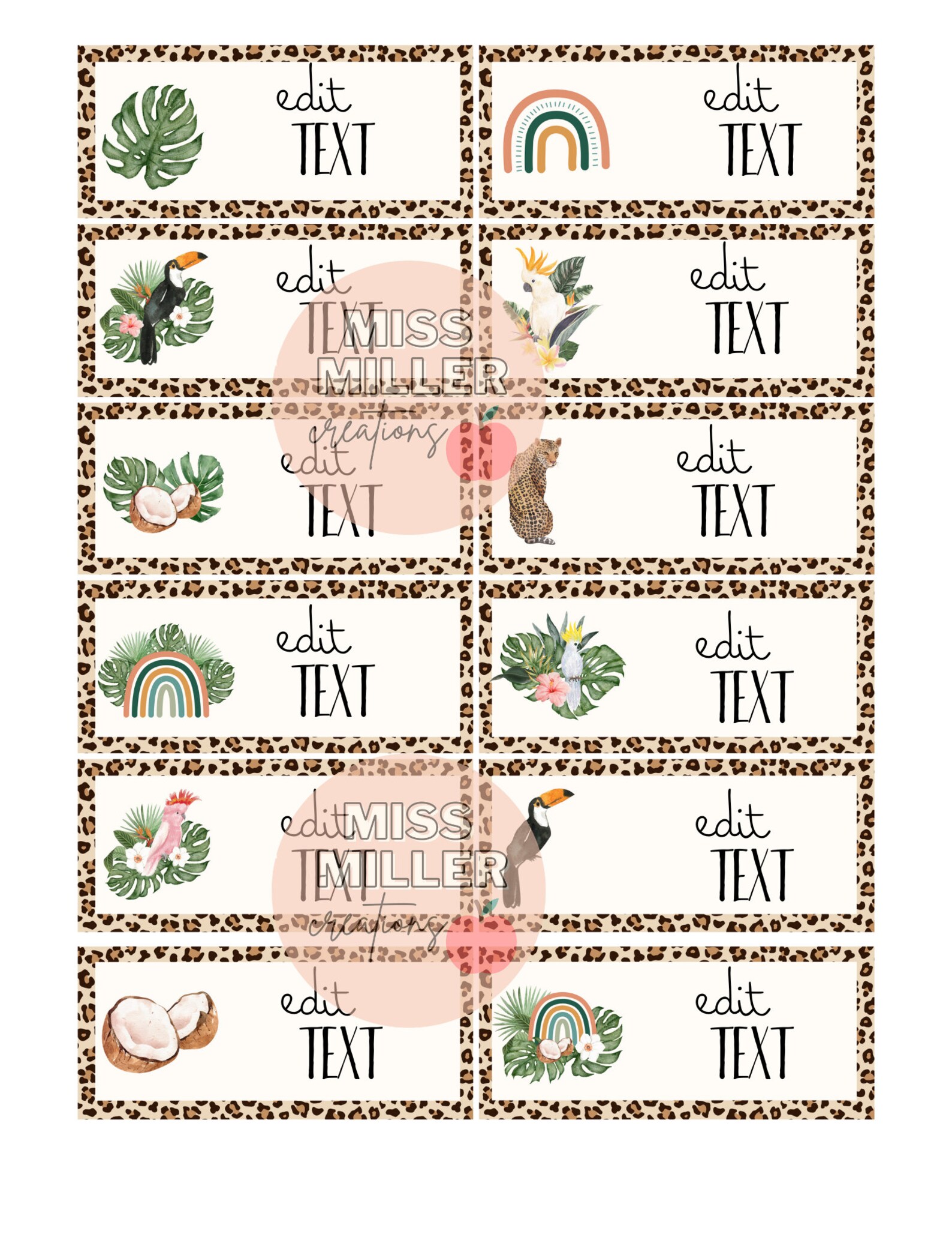 Boho Tropics Teacher Toolbox Labels [editable] - Etsy