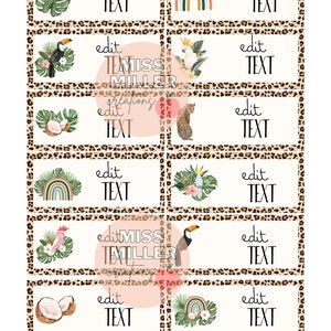 Boho Tropics Teacher Toolbox Labels [editable] - Etsy