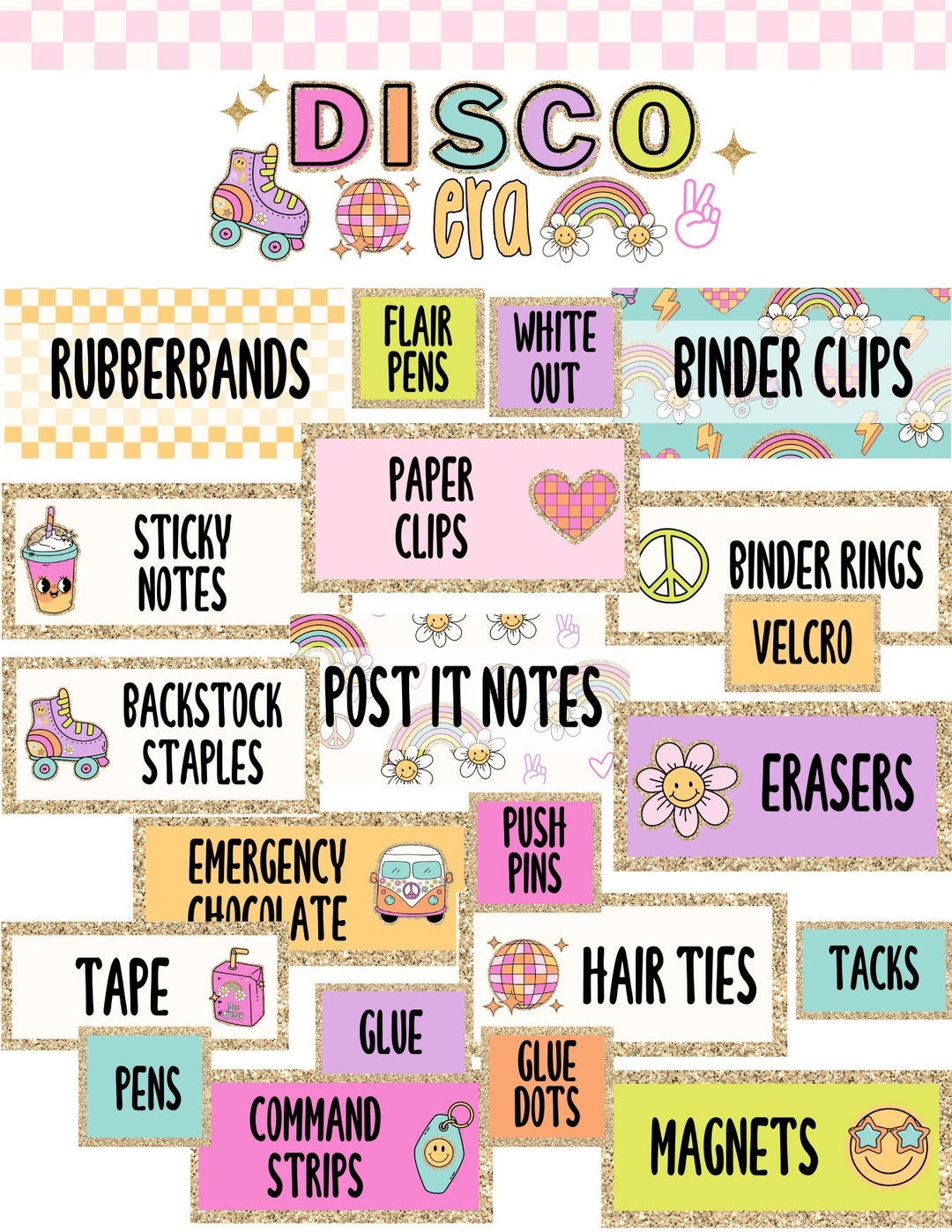 Disco Era Teacher Toolbox Labels [editable] - Etsy