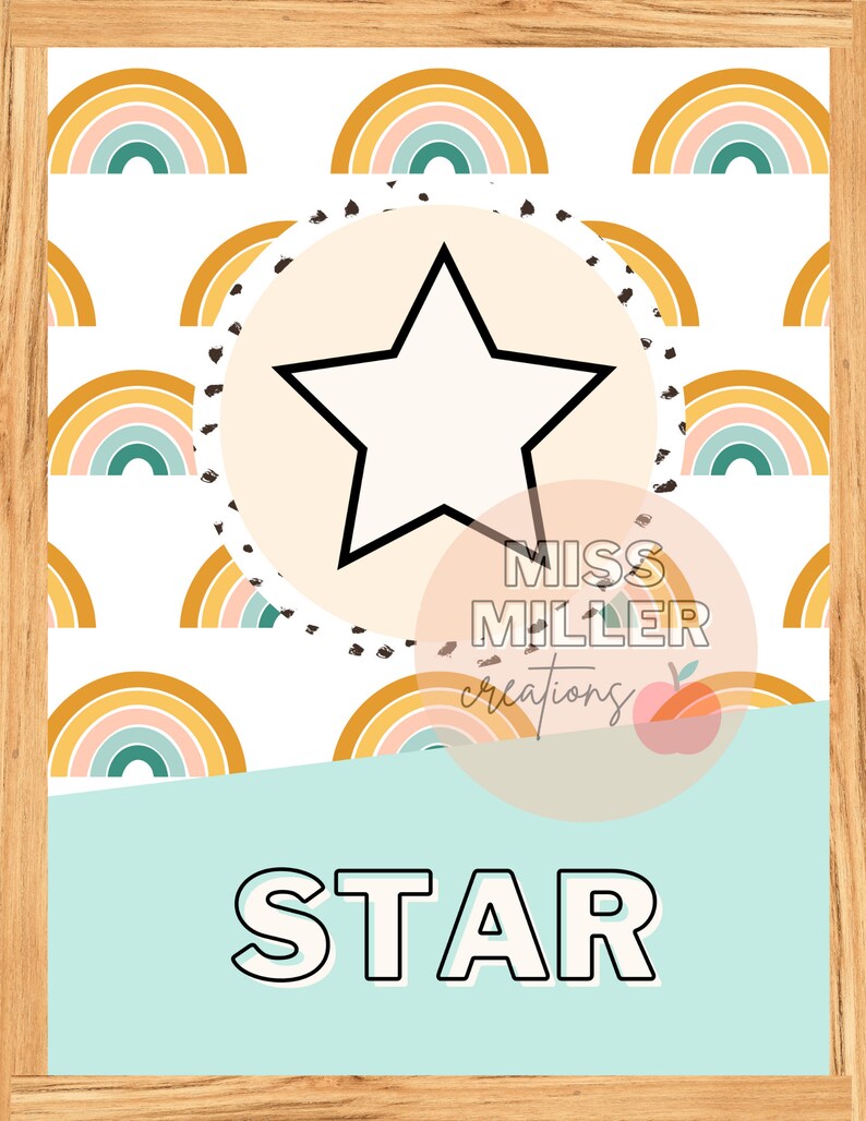 Modern Boho Rainbow Classroom Shape Posters - Etsy