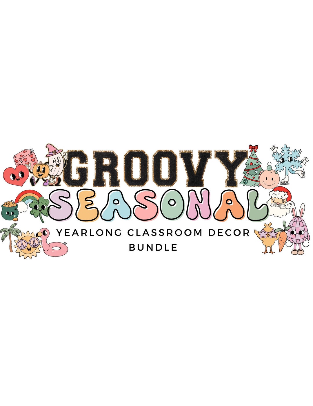Groovy Seasonal YEARLONG Classroom Decor Bundle - Etsy