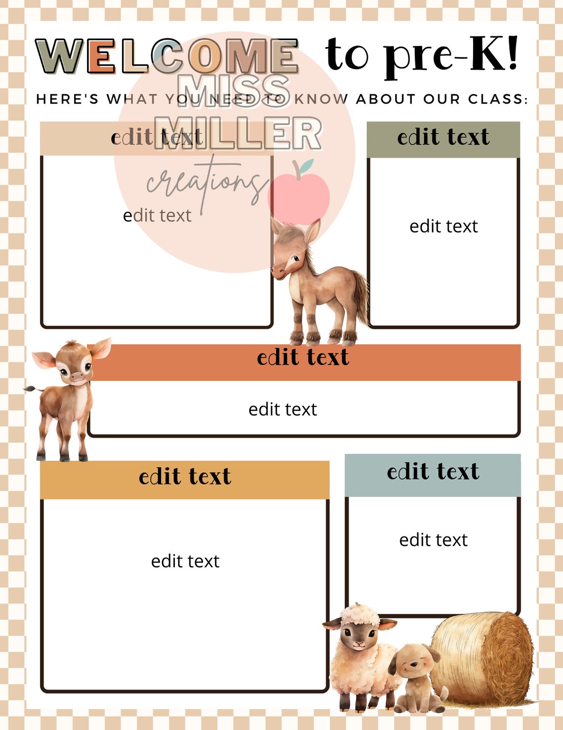 Farm Friends Classroom Forms [editable] - Etsy