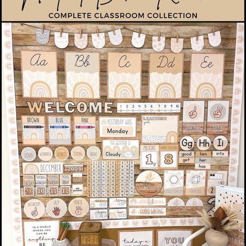 BOHO RAINBOW Alphabet Posters Neutral Rainbow Classroom - Etsy