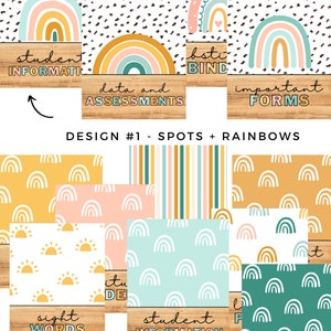 Modern Boho Rainbow Binder Covers [editable] - Etsy