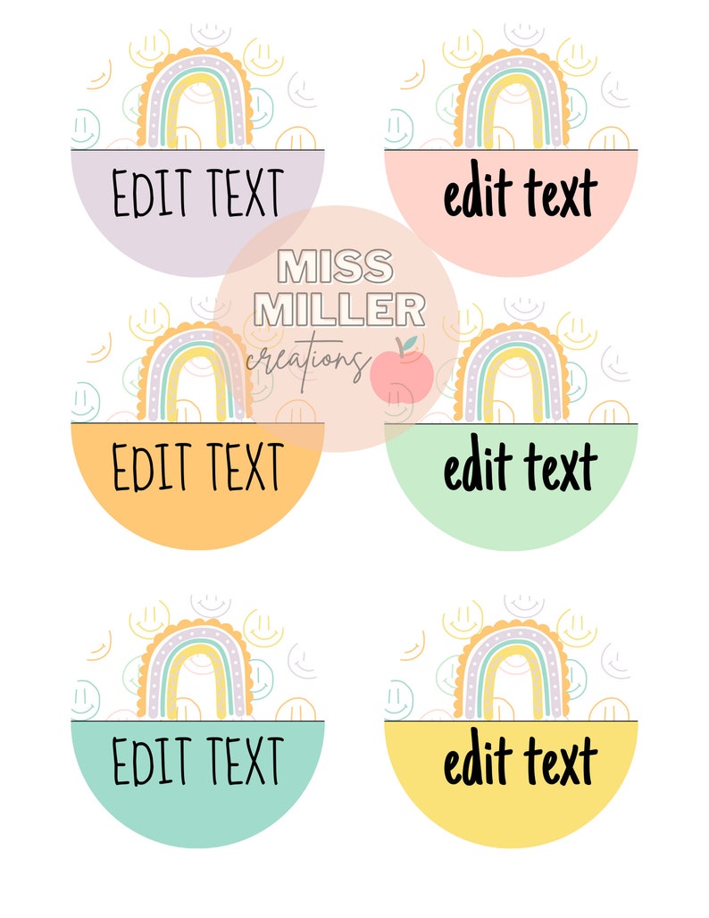Pastel Boho Rainbow Classroom Labels editable - Etsy