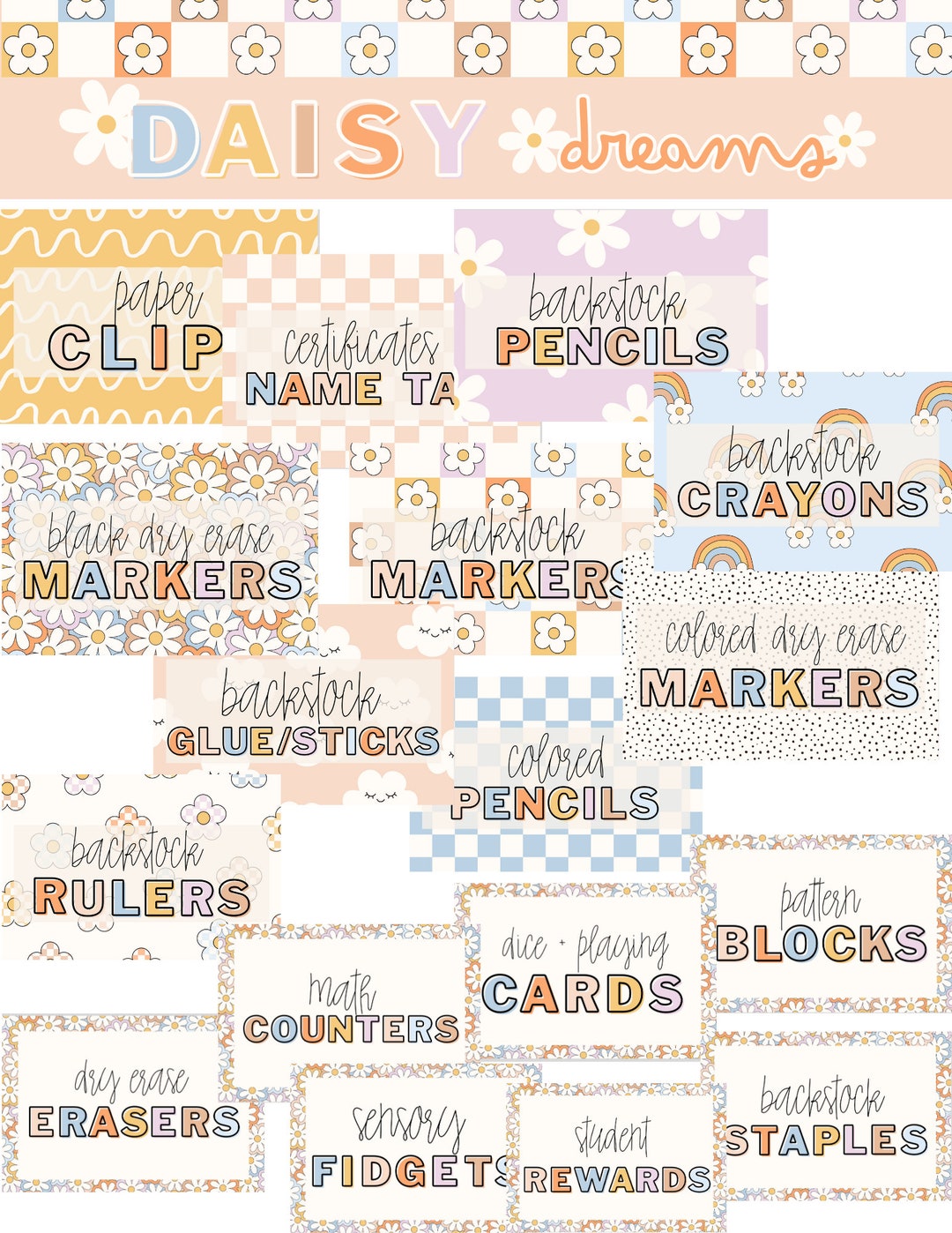 Daisy Dreams Classroom Supply Labels - Etsy