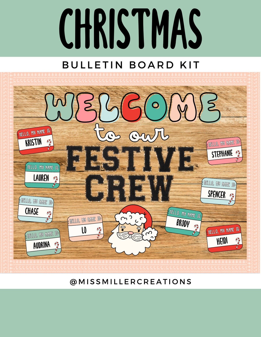 Welcome to Our Festive Crew [groovy Christmas] Bulletin Board Kit - Etsy