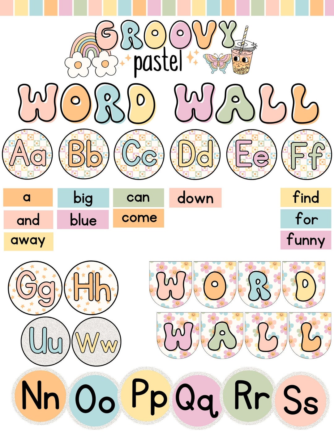 Groovy Pastel Word Wall [editable] - Etsy