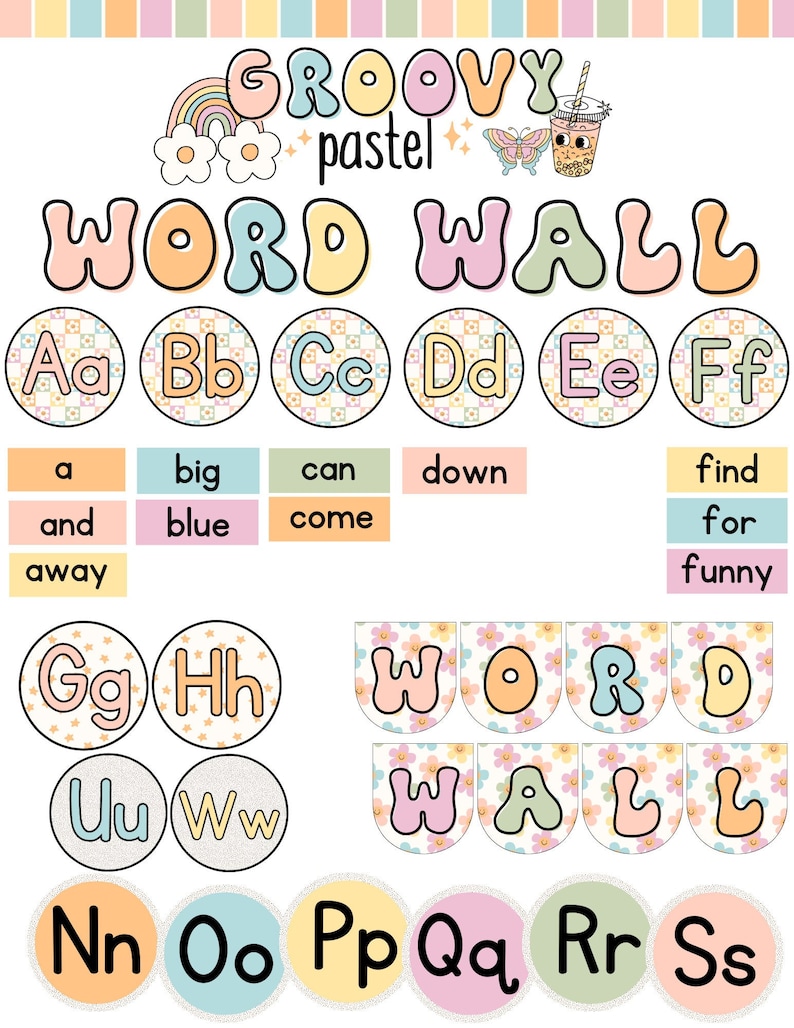 Groovy Pastel Word Wall [editable] - Etsy