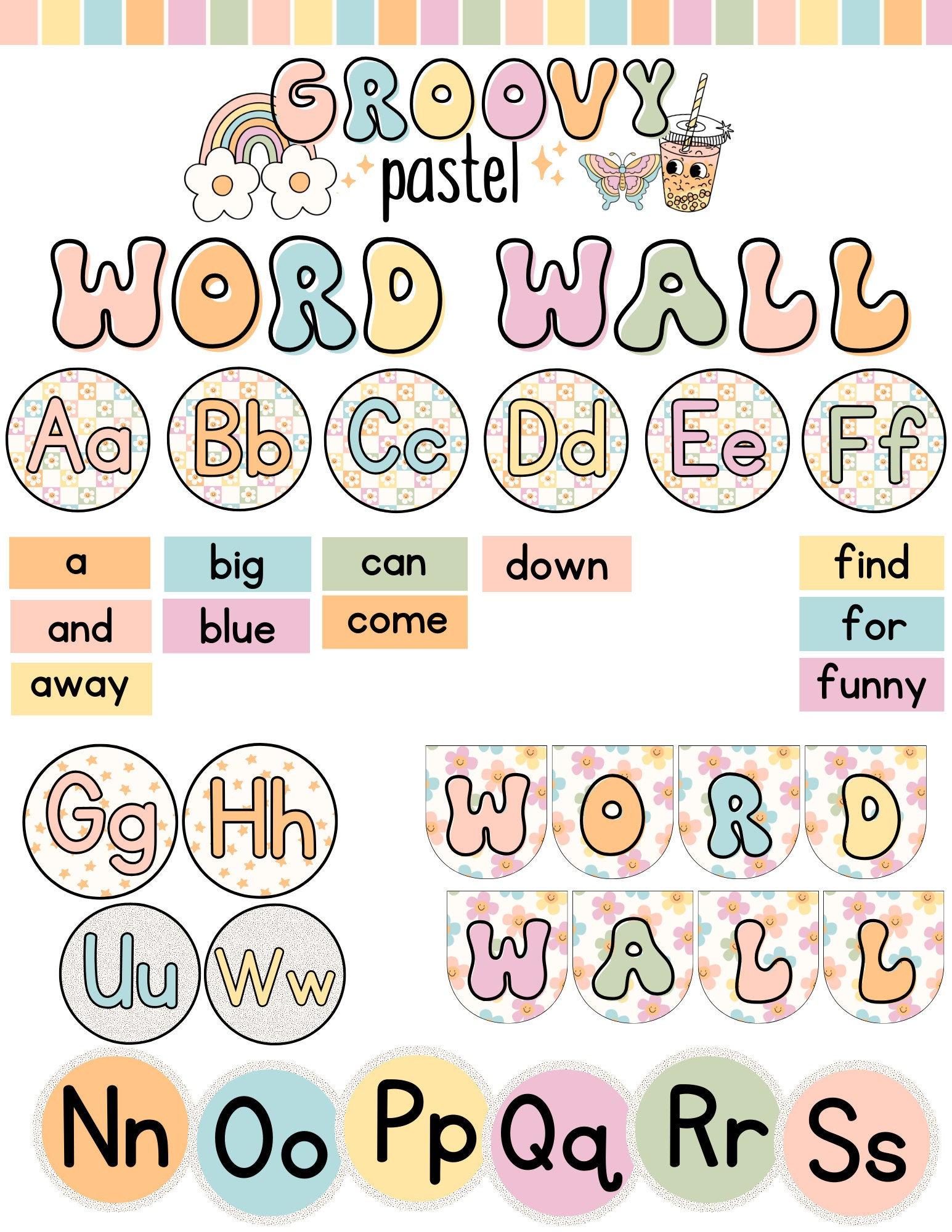 Groovy Pastel Word Wall [editable] - Etsy