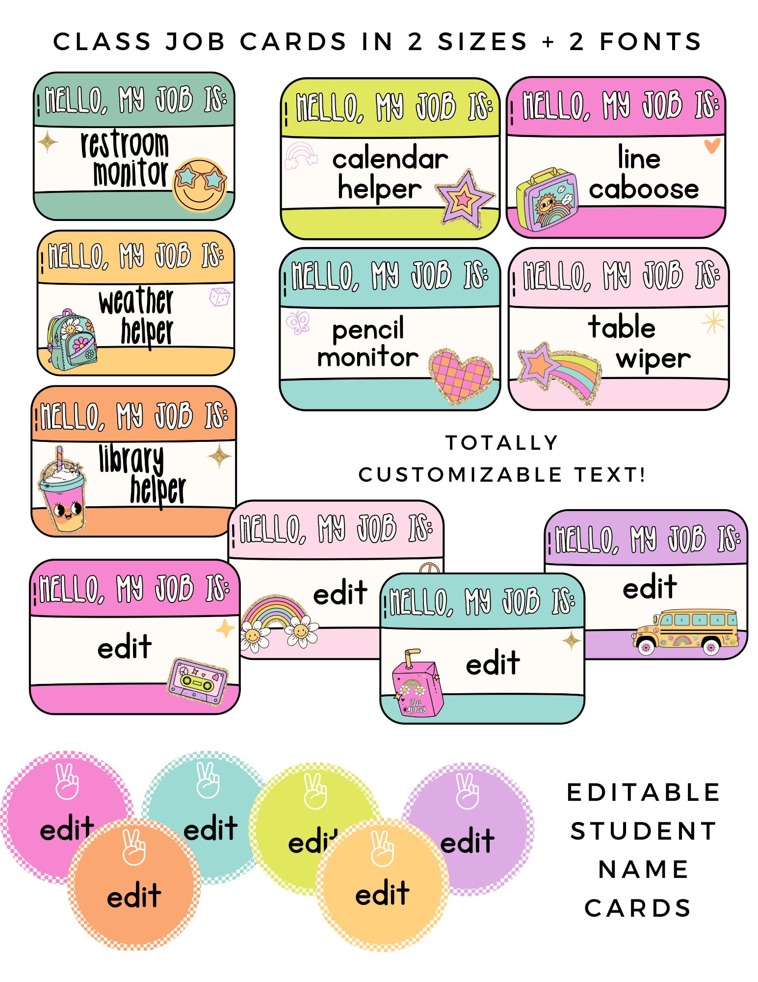 Disco Era Class Jobs Display [editable] - Etsy