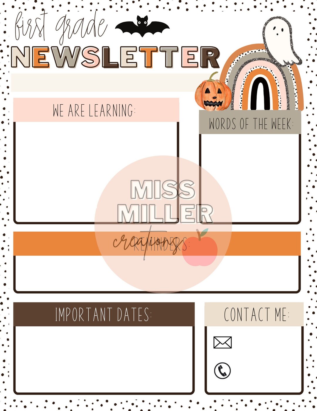 Boho Halloween Newsletter Template [editable] - Etsy