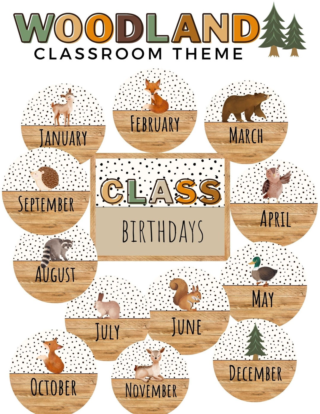 Woodland Class Birthday Display - Etsy