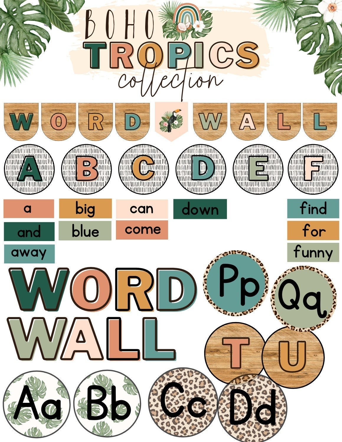 Boho Tropics Word Wall [editable] - Etsy