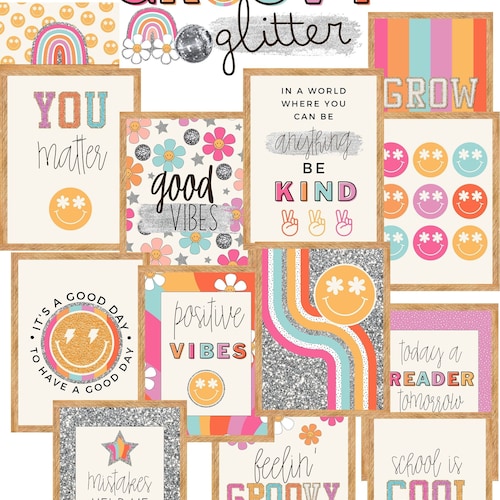 Groovy Glitter Classroom Color Posters - Etsy
