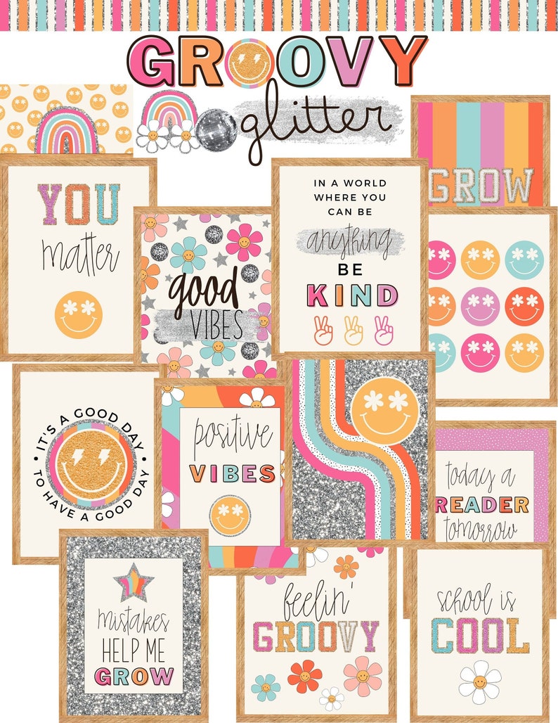 Groovy Glitter Classroom Posters - Etsy
