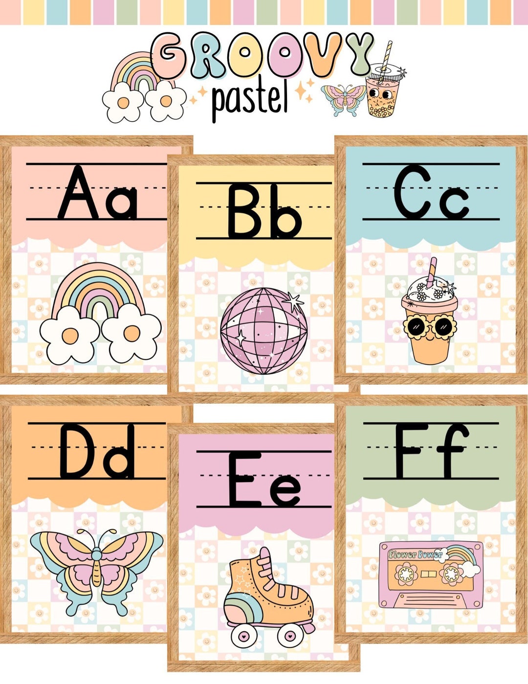 Groovy Pastel Classroom Alphabet Posters - Etsy