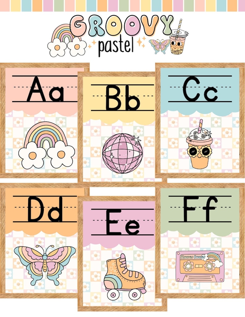 Carteles maravillosos del alfabeto en colores pastel para el aula ...