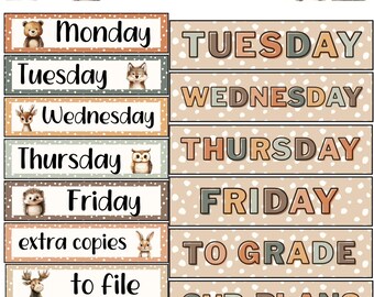 Editable Classroom Rolling Cart Labels and Organizers | Boho Woodland ...