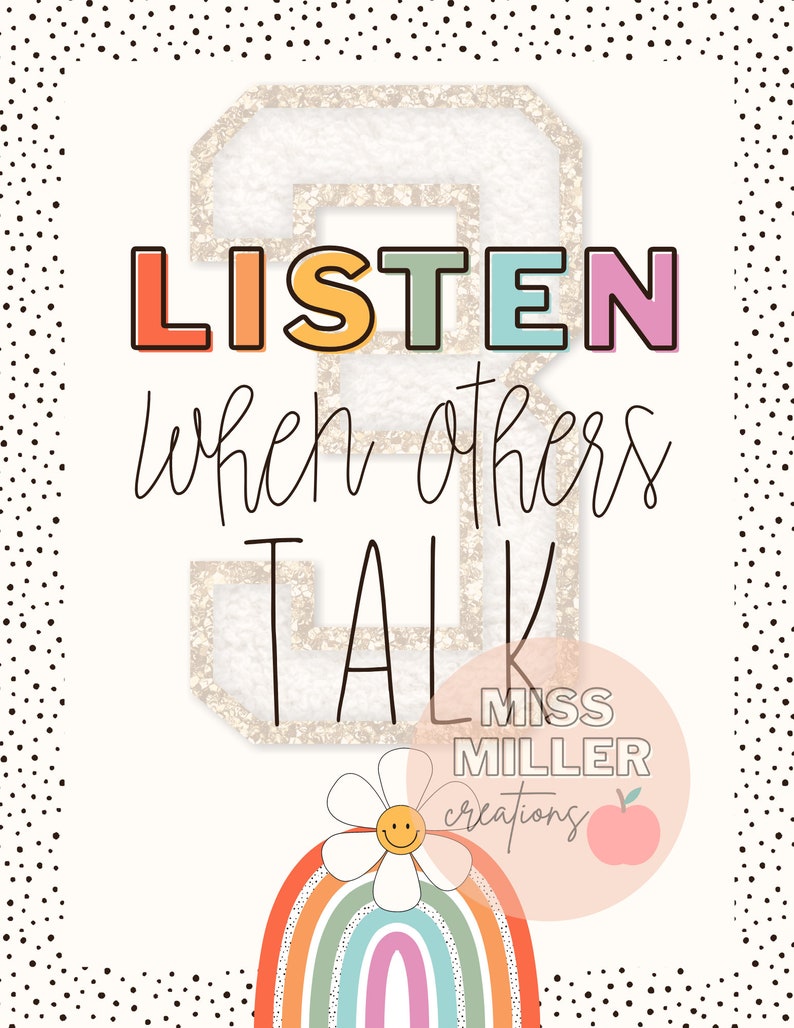 Retro Rainbow Class Rules Posters - Etsy