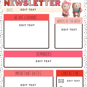 February/valentine's Day Newsletter Template [editable] - Etsy