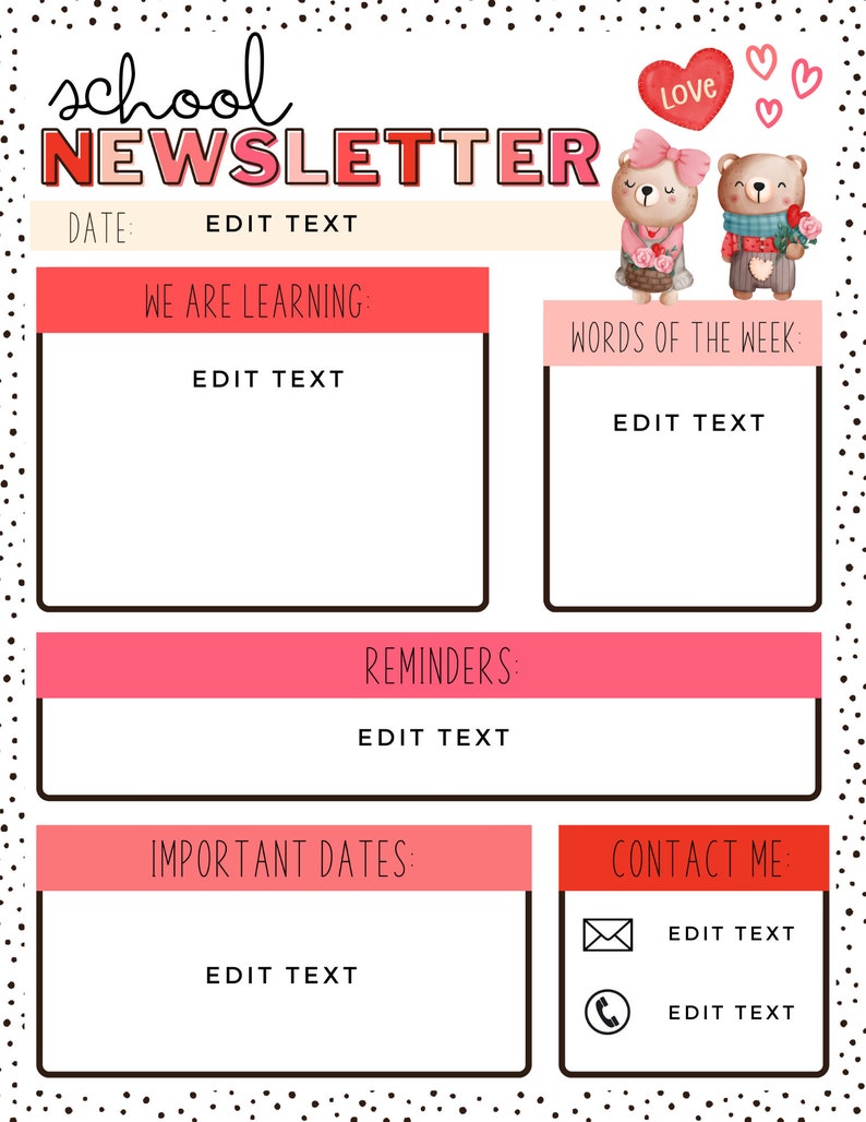 February/valentine's Day Newsletter Template [editable] - Etsy