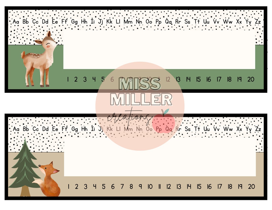 Woodland Desk Plates/name Tags editable - Etsy