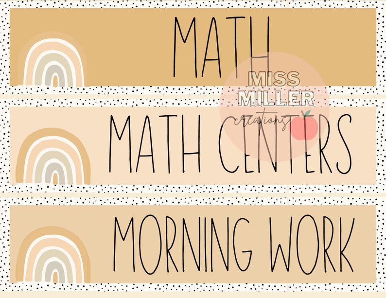 Neutral Boho Rainbow Classroom Schedule editable | Etsy