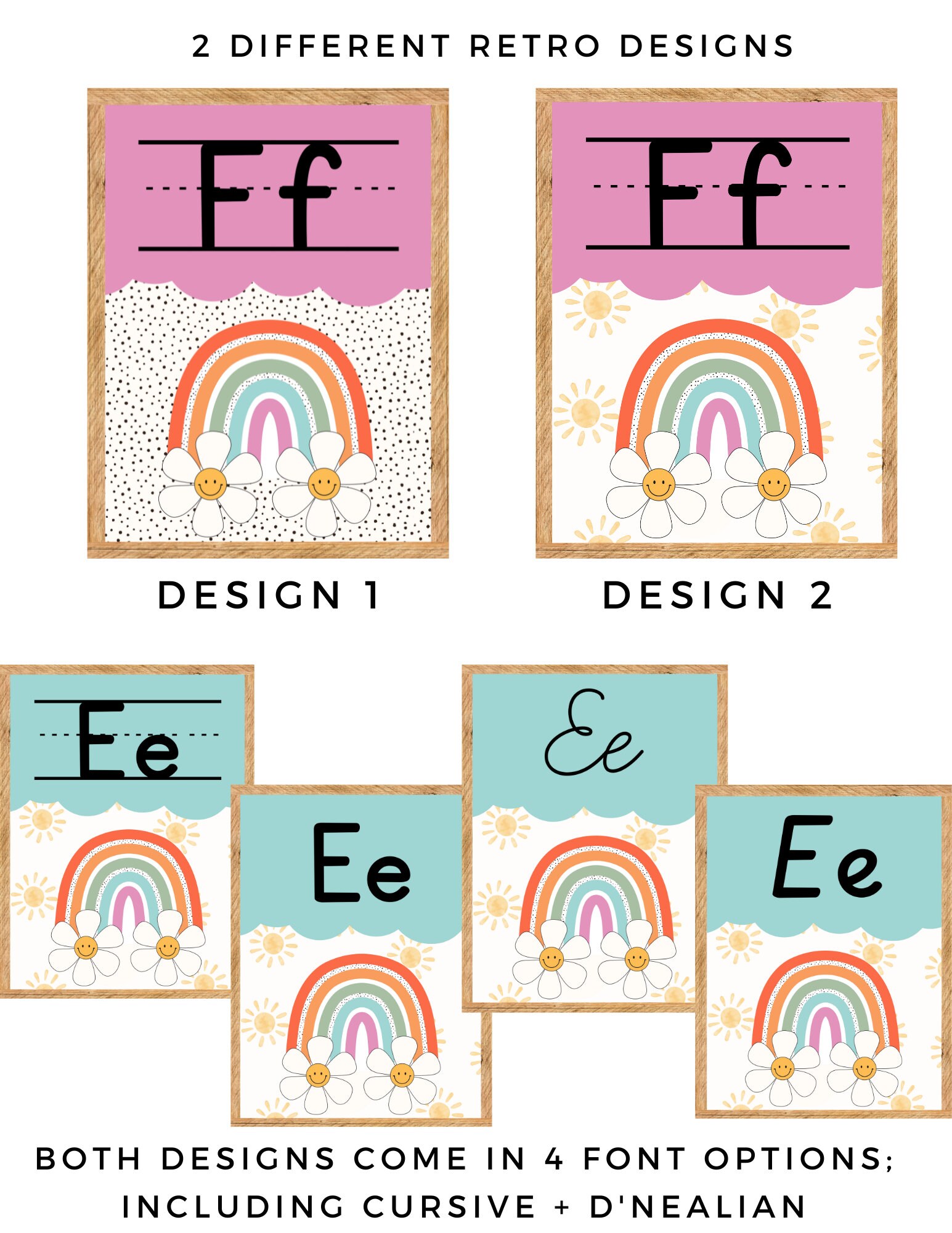 Retro Rainbow Classroom Alphabet Posters - Etsy Canada