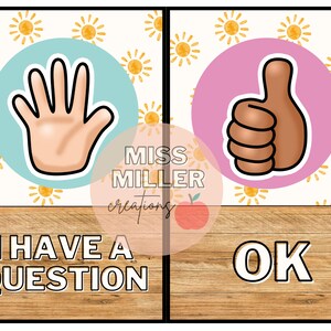 Retro Rainbow Hand Signals Classroom Posters [editable] - Etsy