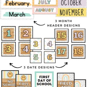 Pastel Boho Rainbow Classroom Calendar - Etsy