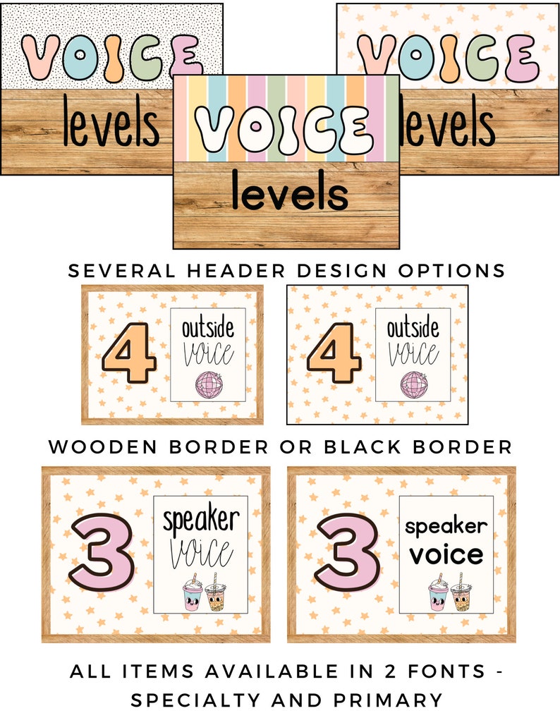 Groovy Pastel Voice Level Classroom Posters - Etsy