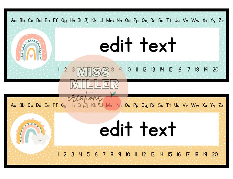 Modern Boho Rainbow Classroom Desk Plates editable - Etsy
