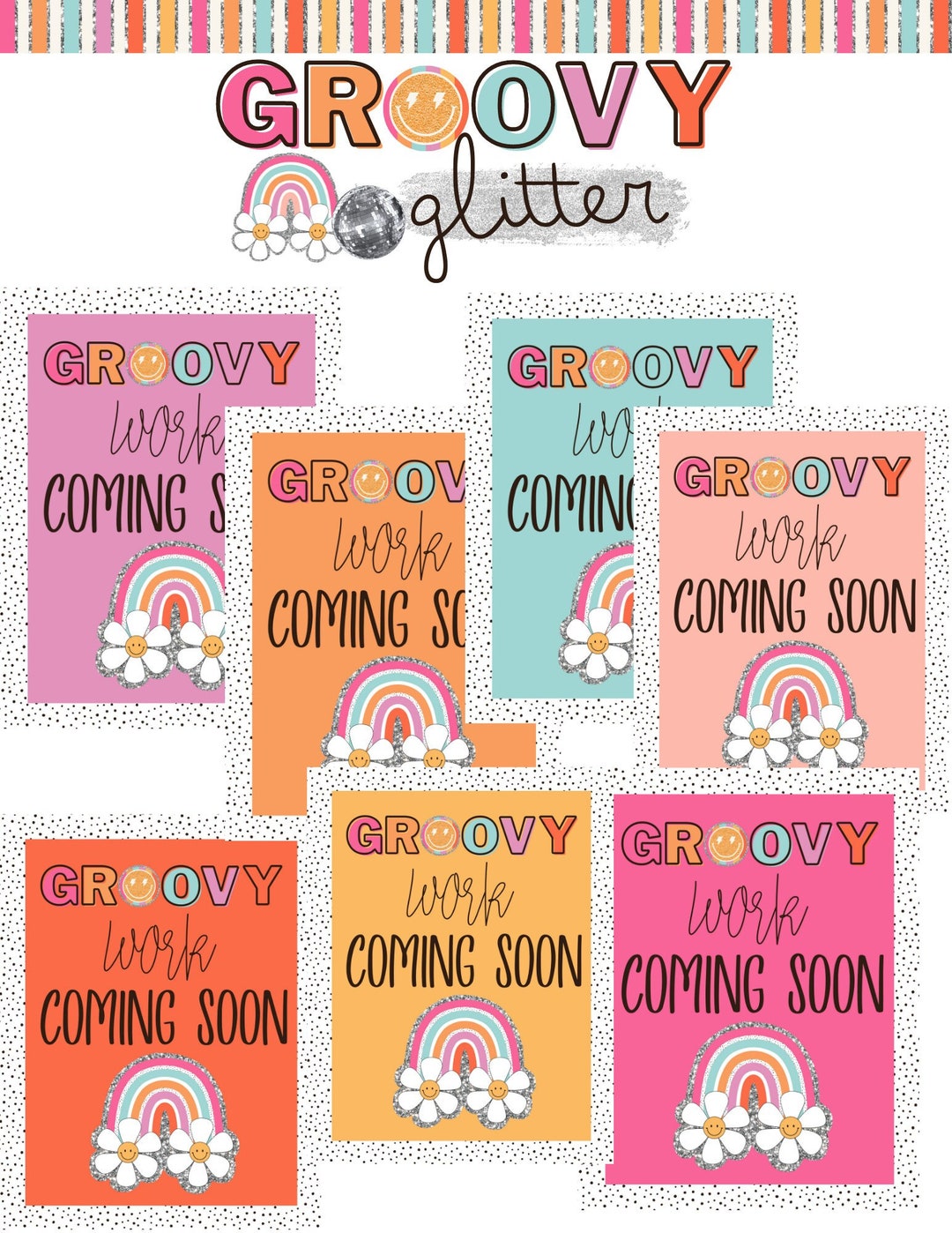 Groovy Glitter Work Coming Soon Posters - Etsy